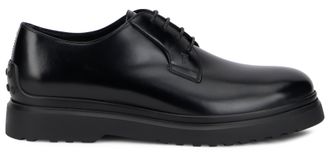Tod's Mens Lace-Up Leather Shoes Black Calfskin Flat