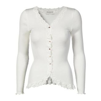Rosemunde Wei&szlig;er Cardigan - Klassischer Stil - - Knitwear - Damen - Wei&szlig; - XL