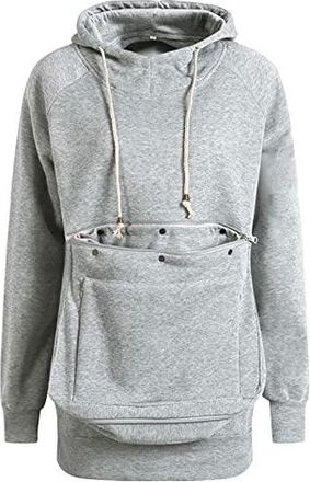 Generic Sweat &agrave; capuche &agrave; manches longues avec poche avant pour femme - Pull &agrave; capuche pour chat et chiot - Couleur unie - D&eacute;contract&eacute; et confortable - Pull t