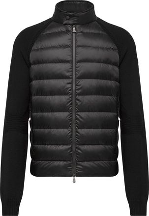 Moncler Moncler Cardigan Matelass&eacute; Zipp&eacute; En Laine M&eacute;lang&eacute;e, Homme, Noir, Taille: 3xl