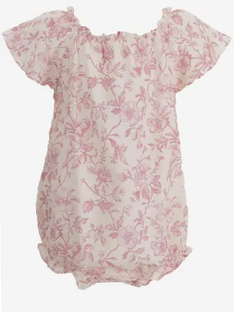 Babe & Tess Floral Linen Romper - pink