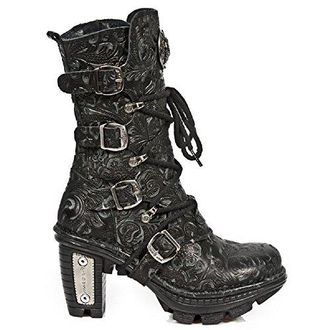 New Rock NEOTR005 - S25 Vintage Floral Noir Rock Gothique Punk Bottes en Cuir Dames 40