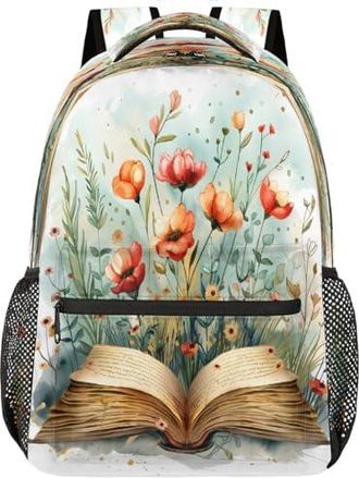 Generic Livre Aquarelle Fleurs Sac &Agrave; Dos Confort Sacs D&Eacute;cole L&eacute;ger Sacs A Dos Pour Camping Femme D&eacute;placements 29X40Cm