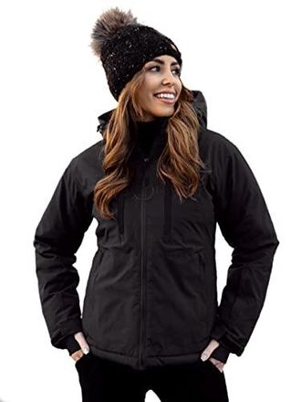 BOLF Femme Veste dhiver pour veste de ski veste de snowboard avec fermeture a glissiere et poignets de capuche loisirs de plein air HH012 Noir XL [D4D]