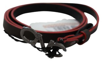 Costume National Womens Black Maroon Skinny Leather Buckle Waist Belt