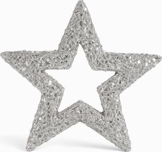 Th&uuml;ringer Glasdesign Riffelmacher Deko Glitter-Stern 15 cm | Silber | Stroh mit Glitzer | Baumschmuck & Tischdeko Weihnachten | 17355