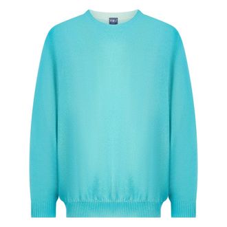 Fedeli Homme, Pulls, Bleu, Taille: 4XL Pull turquoise &agrave; manches longues