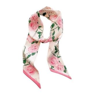 Generico Écharpe en soie double face rose pour femme, bandeau de cheveux et feston décoratif, Rose, taille unique