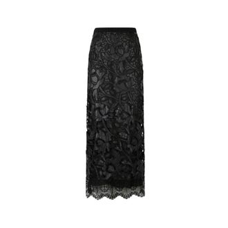 Roberto Cavalli Langer Rock mit durchgehendem Blumenmuster - - Skirts - Damen - Schwarzk - M