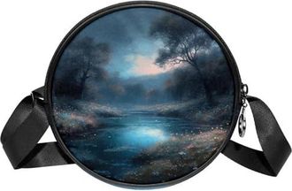 Generic Petit sac &agrave; bandouli&egrave;re Circle pour femme, petit sac &agrave; bandouli&egrave;re avec fermeture &eacute;clair, bretelles r&eacute;glables, sac &agrave; main rond d&eacute;contract&eacute; pour femmes