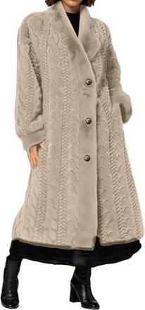 Generic 2026 Vestes pour femmes automne et hiver &eacute;paissi allong&eacute; imitation vison cardigan veste manteau int&eacute;gr&eacute;, beige, XL