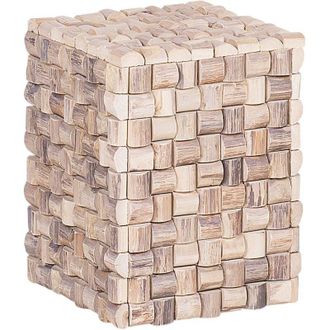 Beliani Beliani - Table de Chevet en Forme de Pav&eacute; enti&egrave;rement con&ccedil;u en plusieurs Morceaux en Bois de Teck de Couleur Naturelle