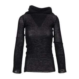 Ann Demeulemeester Schwarzer Strickpullover mit freiliegenden Schultern - - Knitwear - Damen - Schwarzk - S