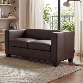Mendler 2er Sofa Couch Loungesofa Lille - Kunstleder, Coffee