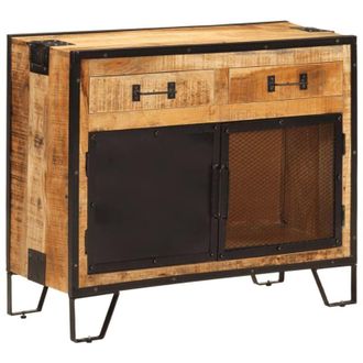 vidaXL Vidaxl - Buffet 80x31x66 cm bois de manguier brut massif et m&eacute;tal