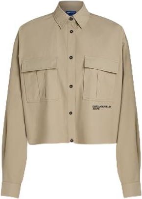Karl Lagerfeld Karl Lagerfeld Jeans, Femme, Chemise Utility Boxy, Coupe Boxy, Beige, S