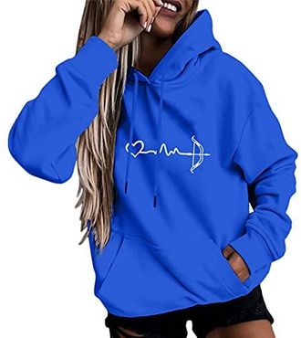 ORANDESIGNE Sweat à Capuche Femme Imprimé Coeur Hiver Pull Femme Hiver Chic Grande Taille Hoodie Femme Oversize Sweat Shirt Femme Fille Sport Manche Longue Vêteme