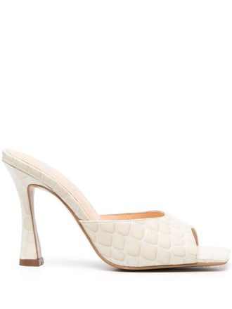 Twin-Set Mules mit Kroko-Effekt - Nude
