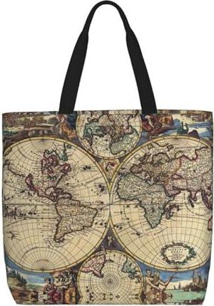 Generic Carte Ancienne Du Globe Terrestre Sac Fourre-Tout L&eacute;ger Tote Bag Pliable Sac &Agrave; Bandouli&egrave;re Pour Quotidienne Shopping Voyage