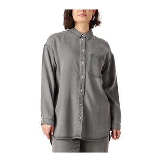 Object Graue Langarmbluse - - Blouses & Shirts - Damen - Grau - S