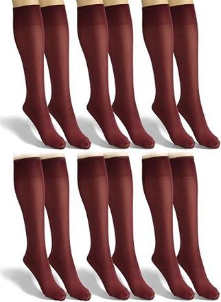 Sesto Senso 6 Paires Chaussettes Montantes Genoux Femme 40 DEN Mi-Bas Bordo