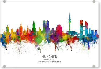 artboxONE Acrylglasbild 150x100 cm Städte München Skyline Coordinates - Bild Munich Cityscape Colorful