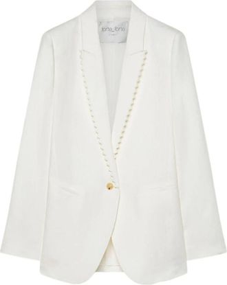 Forte_Forte Femme, Vestes, Blanc, Taille: 38 FR Veste en Lin avec broderie