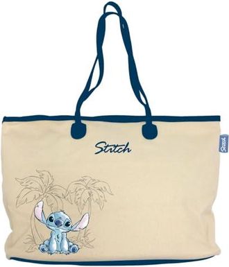 Disney Stitch Sac de Plage, Sac de Voyage Shopping Bandoulière en Coton, Cadeau pour Femmes et Adolescentes