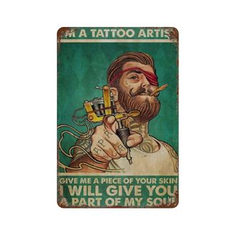 IUBBKI Metallschild mit Aufschrift Im A Tattoo, Vintage-Metall, für Badezimmer, Café, Restaurant, 20 x 30 cm