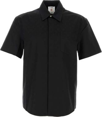 Casablanca Homme, Chemises, Noir, Taille: M Chemise &agrave; Manches Courtes en Coton Monogramme