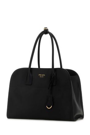 Prada Womens Black Leather Medium Shopping Bag Nero Vitello Borse A Mano