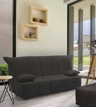 Talamo Italia 2-Sitzer Schlafsofa Alisee, Sofa mit Trolley-Öffnung aus gepolstertem Stoff, Kissen inklusive, 100 % Made in Italy, 125 x 90 x 85 cm, Grau