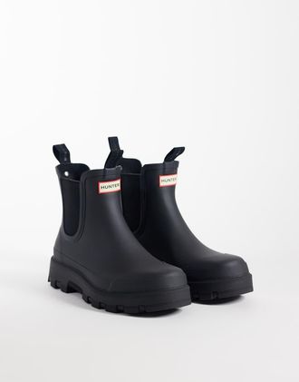 Hunter bottes de pluie Chelsea courtes Elements &eacute;lastiqu&eacute;es unisexes noires