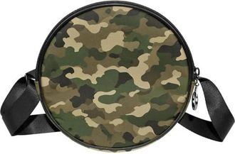 Generic Sac &agrave; bandouli&egrave;re Circle pour femme, petit sac &agrave; bandouli&egrave;re camouflage avec fermeture &eacute;clair, bretelles r&eacute;glables, sac &agrave; main rond d&eacute;contract&eacute; pour f