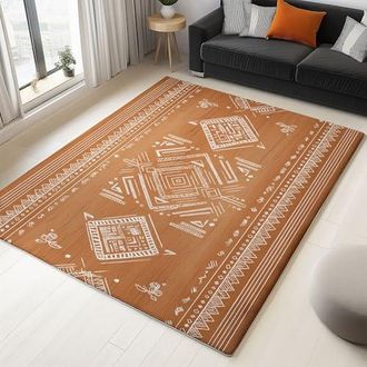 Generic Boh&eacute;mien Tapis de Salon Lavable 120 x 170 cm, Faible Poil Antid&eacute;rapant Adapt&eacute; &agrave; laspirateur avec Motif Minimaliste Vintage Lignes Tapis Chambre pour C