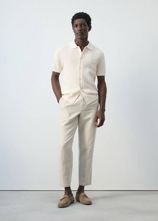 Mango Chemise maille ajour&eacute;e blanc cass&eacute; - Homme - XXL - MANGO MAN