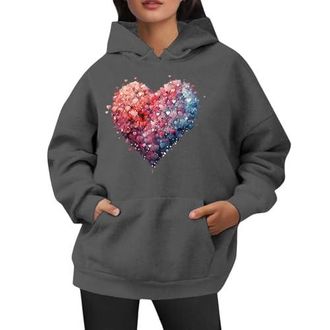 Generic Sweat &agrave; capuche imprim&eacute; Saint-Valentin 2026 pour femme, gris, XXL