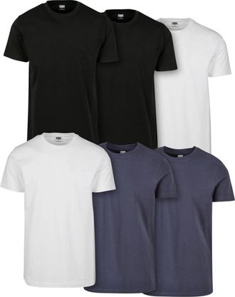 Urban Classics Basic T-Shirt f&uuml;r Herren(6er-Pack) (Schwarz/Wei&szlig;/Marineblau)