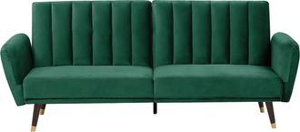 Beliani 3-Sitzer Schlafsofa aus Samtstoff in Smaragdgrün Glamour Stil Vimmerby