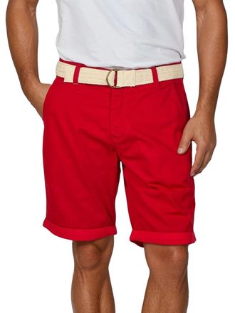 Riverso Kurze Hosen Herren Sommer Chino Shorts mit Gürtel Regular Fit RIVHenry Bermuda Stretch, Größe:W 36, Farbe:Middle Red