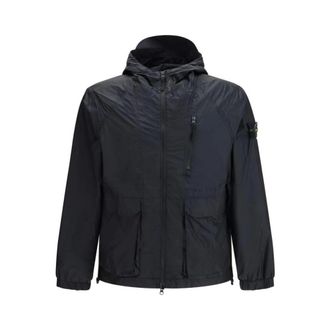 Stone Island Homme, Vestes, Bleu, Taille: S Manteau en polyamide au design classique