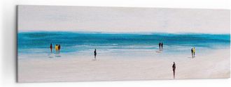 Arttor Panorama Bilder auf Leinwand 160x50cm Leinwandbild Strand Menschen Minimalismus Groß XXL Wanddeko Bild Schlafzimmer Wandbilder Dekoration Wohnzimmer W