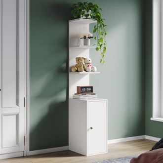 Sonni Multifunktionales Regal mit 3 Etagen & Schrankfach für Wohnzimmer, Küche, Flur - 160cm Höhe, Einfache Montage - Sonni