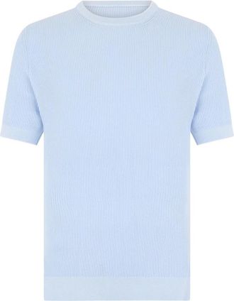 Fedeli Homme, Pulls, Bleu, Taille: L Pull en maille &agrave; manches courtes et col rond