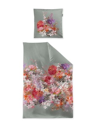 Irisette Wave Mako-Satin Bettw&auml;sche 135x200 Rosen Bl&uuml;ten Salbei rosa 8669-30