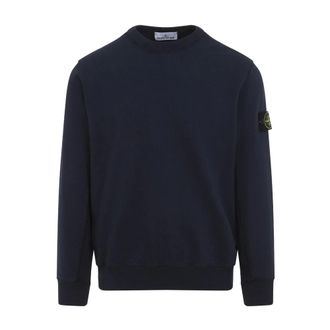 Stone Island Homme, Sweatshirts et sweats &agrave; capuche, Bleu, Taille: XL SweaT-shirt Col Rond Patch Logo