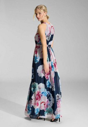 Swing Abendkleid - Abendkleid aus bedrucktem Chiffon Taillierter Schnitt mit flie&szlig;endem Rockteil