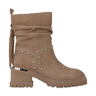 Alma En Pena Stiefelette mit breitem Absatz und Nieten - - Shoes - Damen - Beige - 39 EU