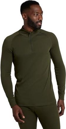 Mountain Warehouse Haut Thermique col zipp&eacute; Hommes Talus - s&eacute;chage Rapide, Entretien Facile, Manches Longues, Respirant, Haute Absorption, l&eacute;ger, Hiver Kaki XS