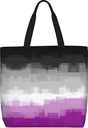 Generic Sac Fourre-Tout Drapeau De La Fiert&eacute; Asexuelle Mois De La Fiert&eacute; Lgbtq+ Sac Biblioth&egrave;que R&eacute;utilisable De Grande Capacit&eacute; Sacs &Agrave; Main, Pour Voyage, Tou